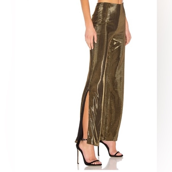 REVOLVE | Pants & Jumpsuits | Metallic Gold Split Leg Dress Pants Small ...